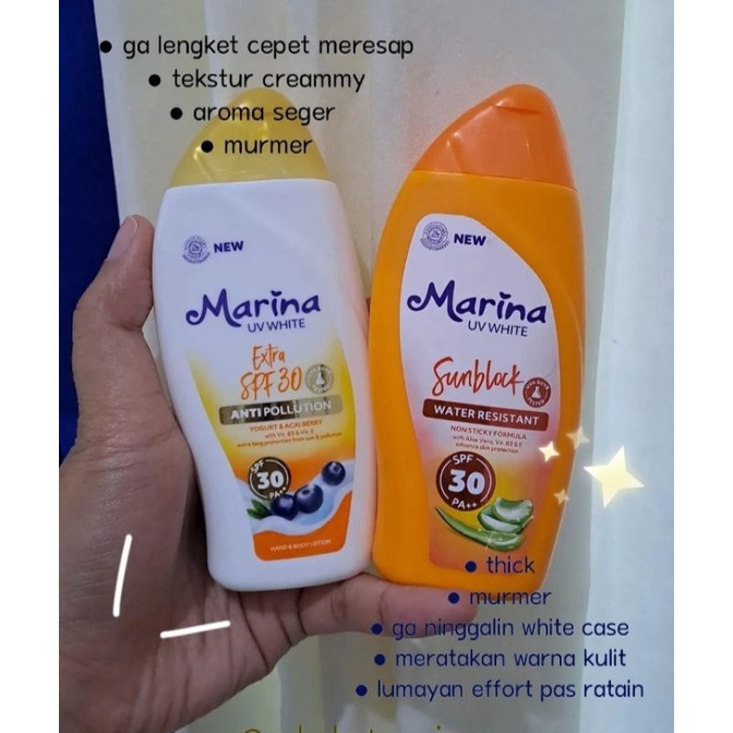 Jual SUNBLOCK MARINA HBL UV WHITE SPF30 PA++ 85ML | Shopee Indonesia