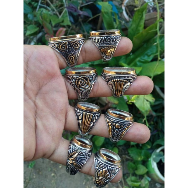 Jual Ring Tanam Alpaka Super pleting/Nikel full Motif kombinasi Warna ...