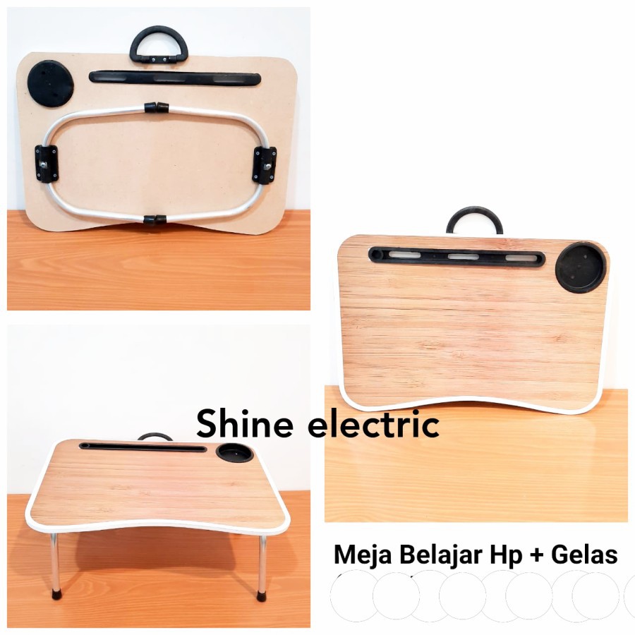 Jual Meja Belajar Lipat Dengan Slot Tempat HP Gelas Botol Minum Meja ...