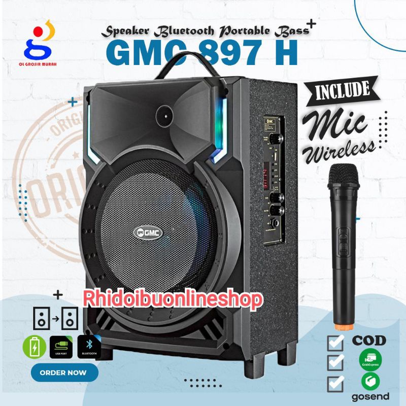 Jual Speaker Bluetooth Portable GMC 897H 8 inch SNI Karaoke Termasuk ...