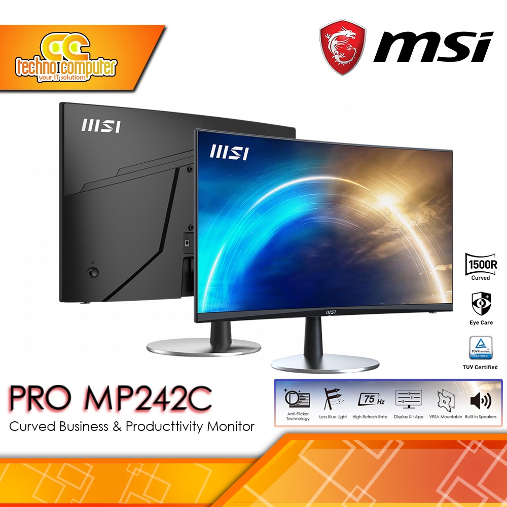 Jual MONITOR MSI PRO MP242C Curved Business & Productivity Monitor - 24 ...