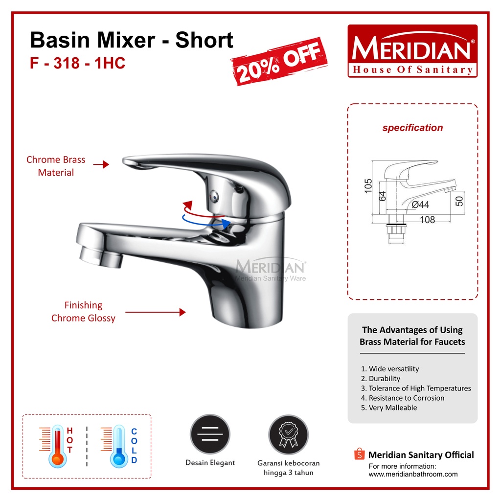 Jual Kran Wastafel MERIDIAN F 318 1HC | Shopee Indonesia