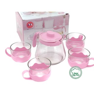 Jual Teko Set 5In1 1 Teko 4 Cangkir Kopi Teh Bahan Kaca Bening Cantik ...
