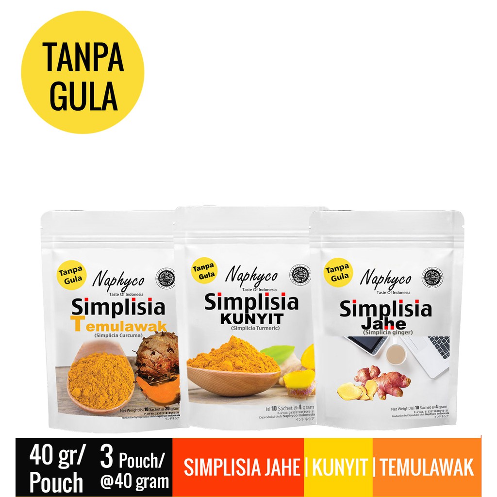 Jual Naphyco Simplisia Kunyit / Jahe / Temulawak 40 gr x 3 Pouch (Paket ...