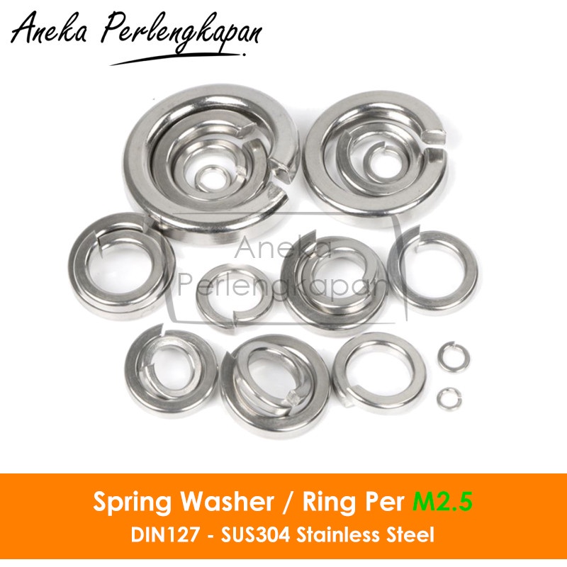 Jual DIN127 Spring Washer / Ring Per Stainless Steel SUS304 M2.5 Set ...
