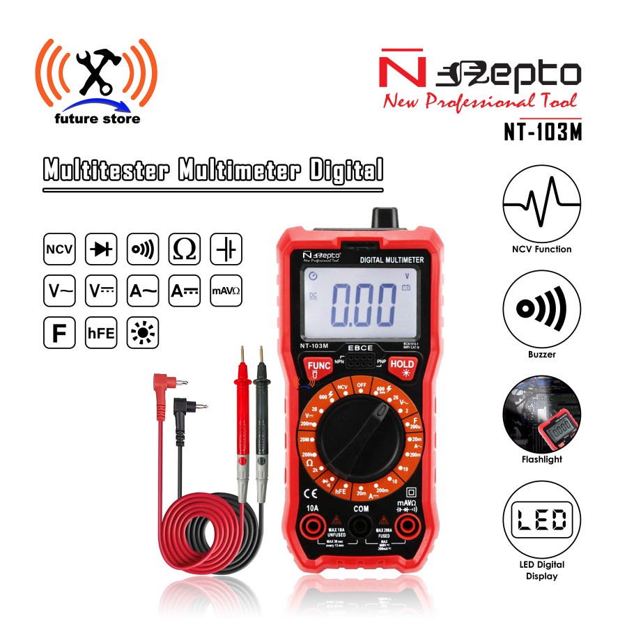 Jual Nepto NT-103M Multimeter Multitester NCV Digital Pengukur Arus ...