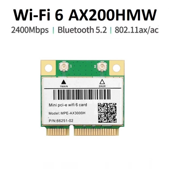 Jual WiFi 6 AX200HMW Wireless Card Bluetooth 5 AX Half Mini PCIe AX200 ...