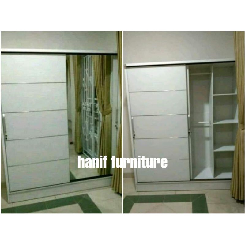 Jual lemari sliding 2 custom cermin 1 tampilan elegan | Shopee Indonesia