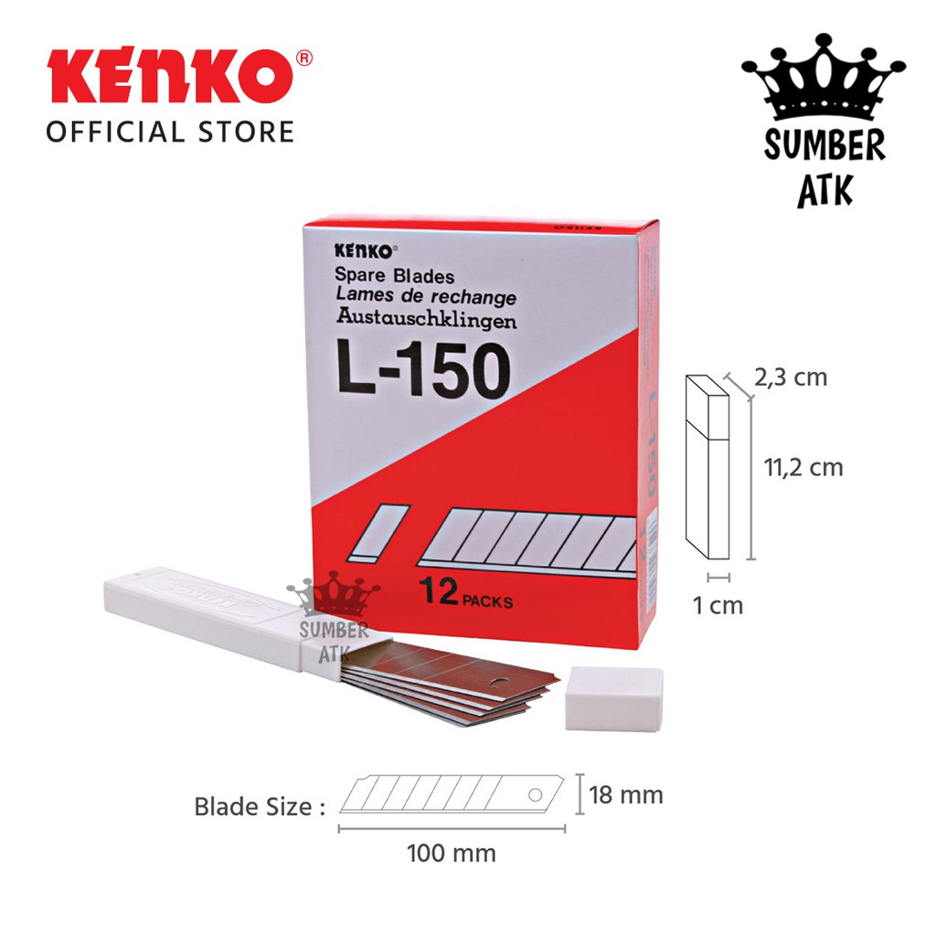 Jual REFILL / CUTTER BLADE KENKO L-150 (18MM) BESAR / ISI CUTTER - 1 ...