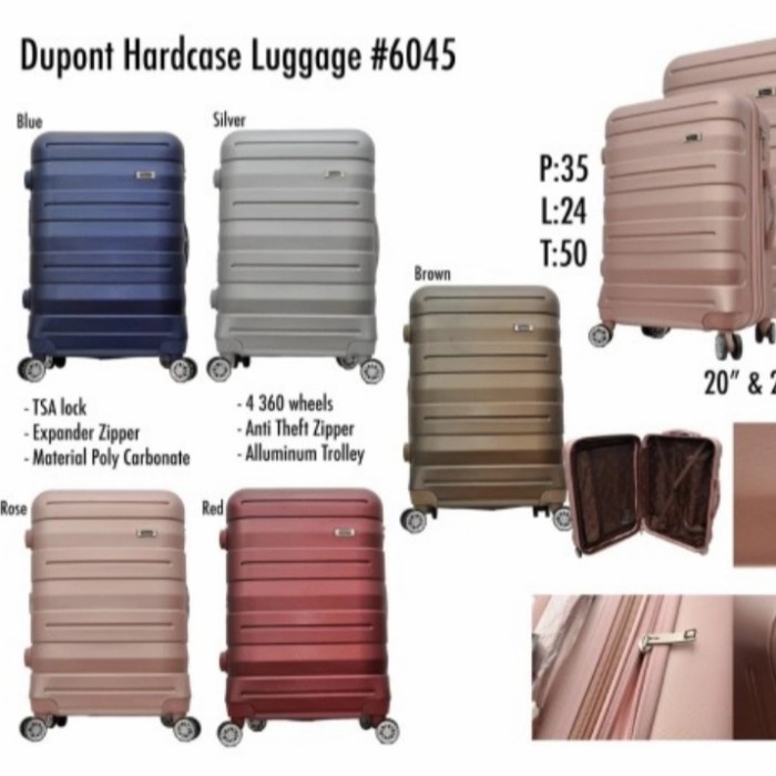 Jual KOPER- KOPER DUPONT HARDCASE 24 INCH ANTI THEFT TSA LOCK EXPANDER ...