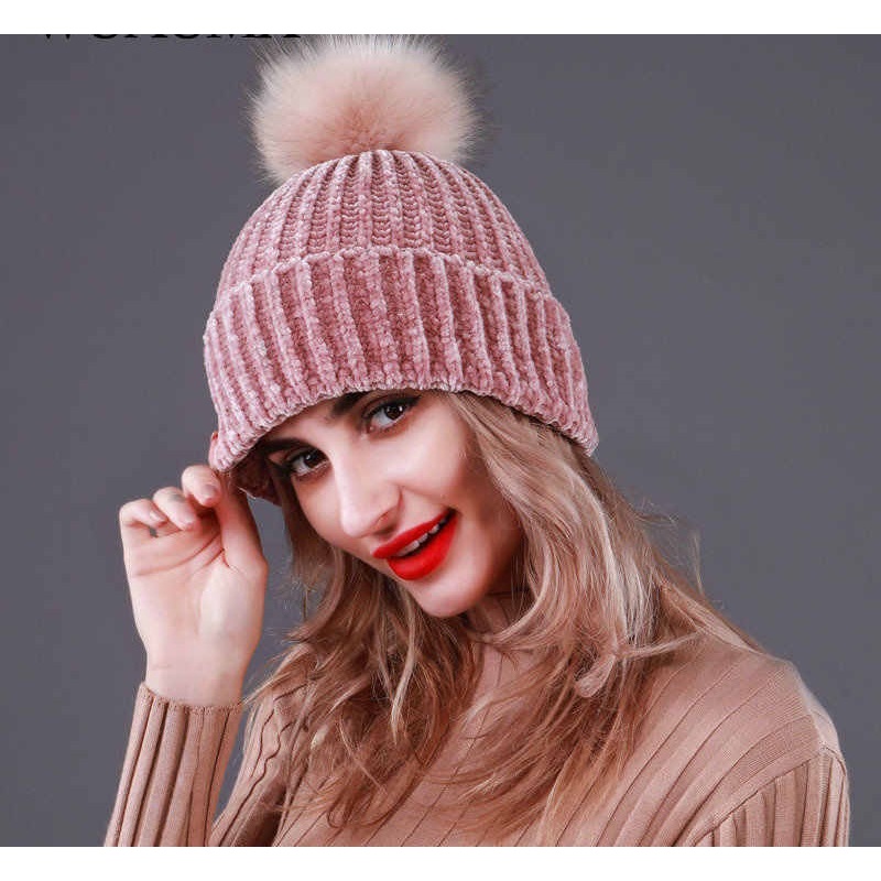 Jual Beanie Hat Pom Pom, Topi Kupluk Fashion Winter, Topi Musim Dingin ...