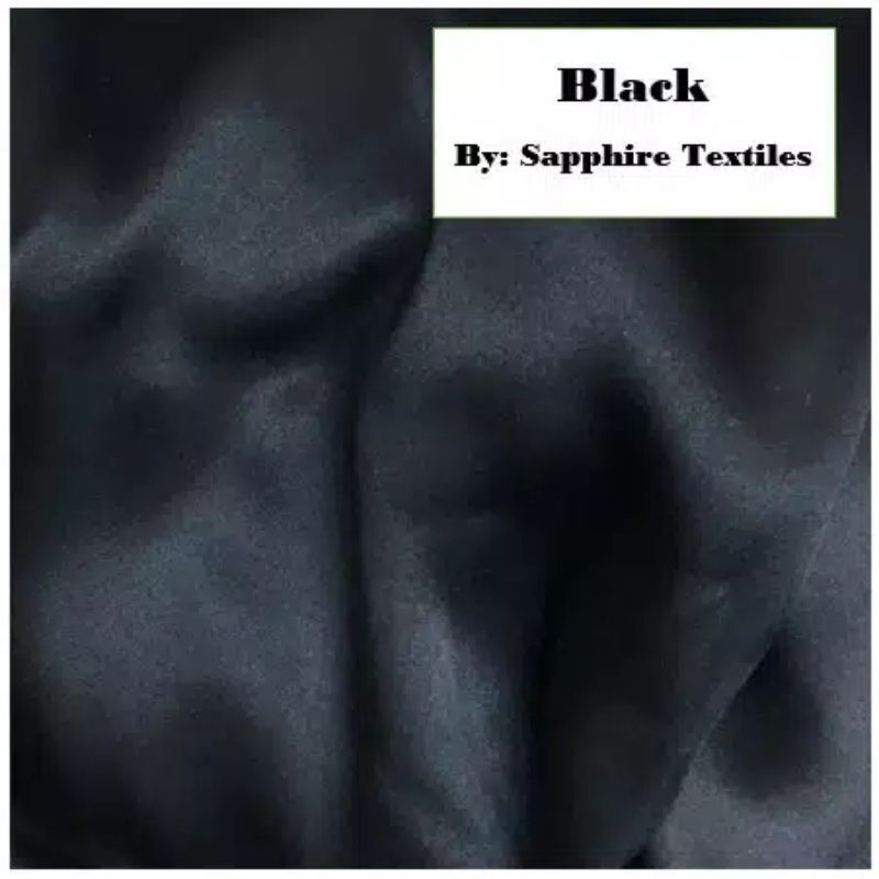 Jual 1/2 Meter Black Kain Satin Silk Kilap Premium Jakarta kain Saten ...