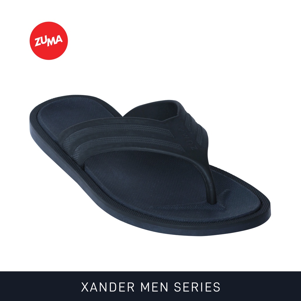 Jual Zuma Men Xander 1 Black Navy, Sandal Jepit Pria Karet Polos, Hitam ...