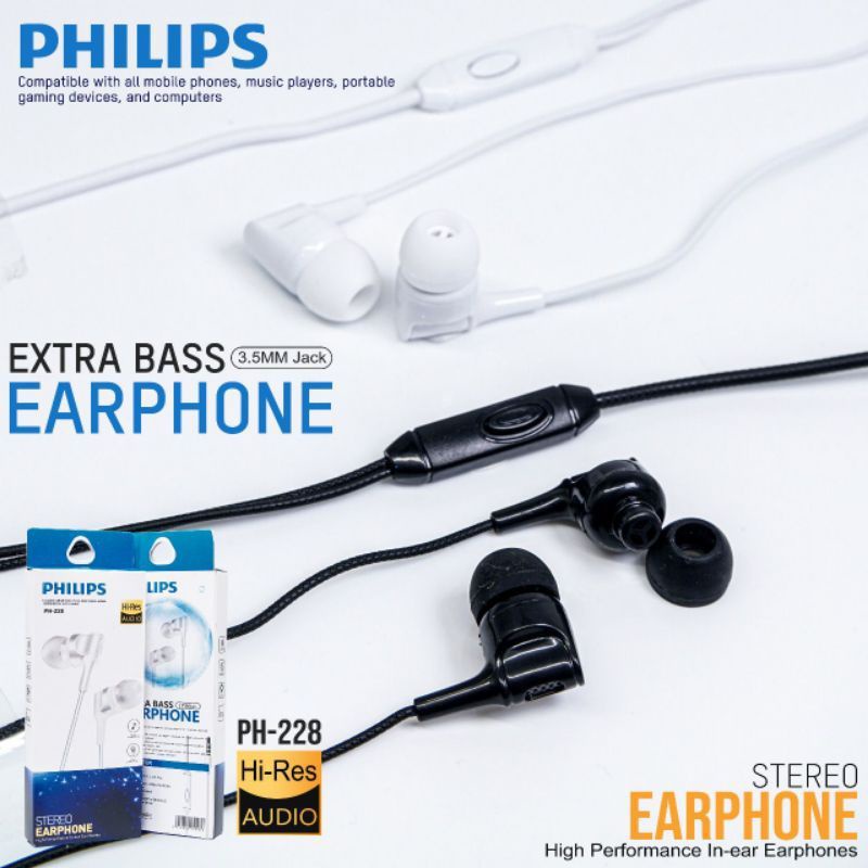 Jual Headset Philips PH-228 Extrabass Earphone Hansfree HF Philips ...