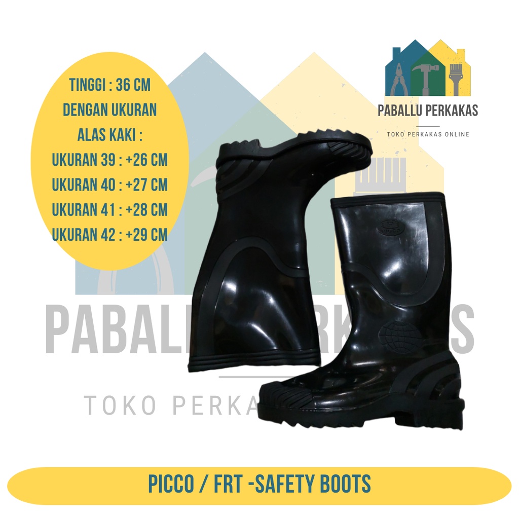 Jual Sepatu Boots Proyek Safety Karet Picco / Sepatu Boot Proyek ...