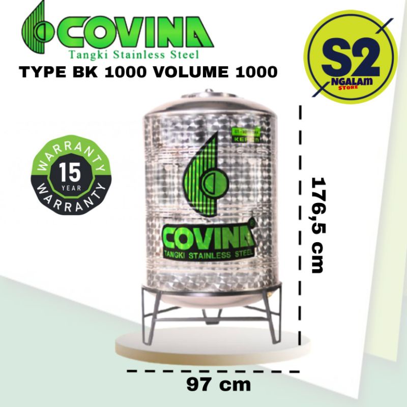 Jual Tandon Air /Toren Air /Tangki Air Stainles - COVINA BK 1000 Liter (Invoice) | Shopee Indonesia
