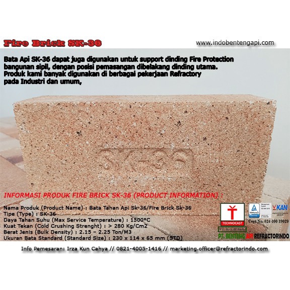 Jual Bata Tahan Api Type SK-36 (Fire Brick Refractory) | Shopee Indonesia