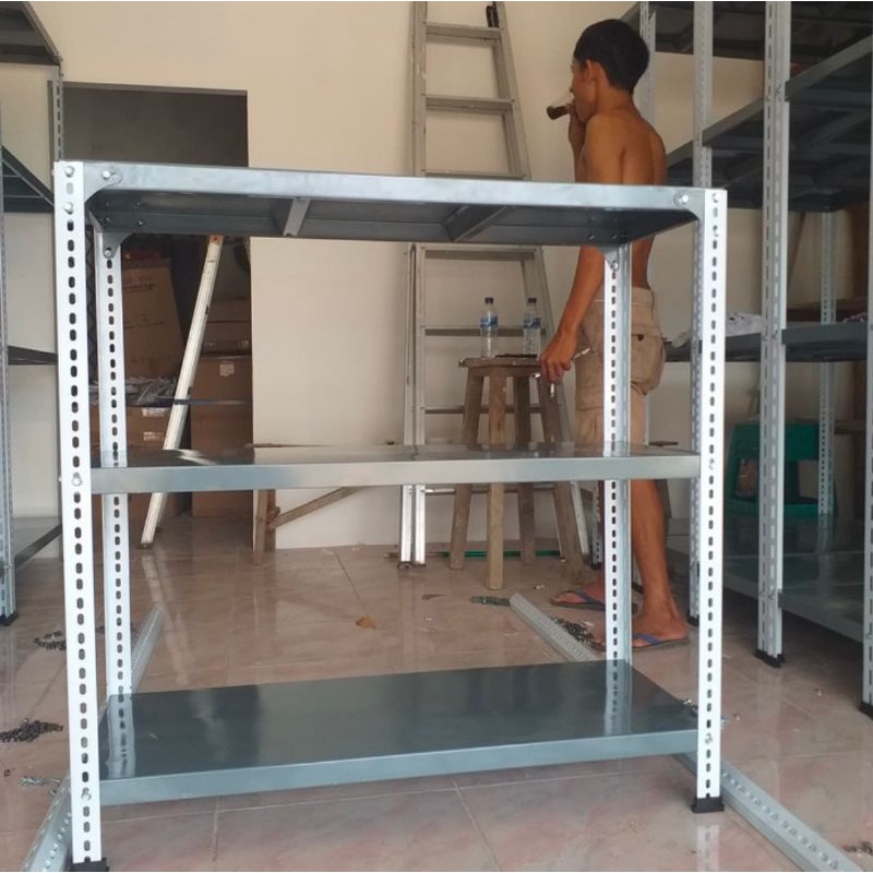 Jual Rak Besi Siku Lubang L.30xP.100xT.100 3 Susun TEBAL | Shopee Indonesia