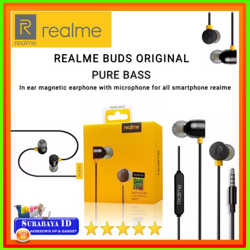 Jual Headset Realme Magnetic PURE BASS +MIC +Tali Strap Include (Jack 3 ...