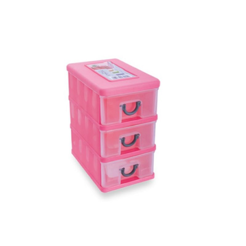 Jual 13x8x15cm Laci Mini Container 3 Susun Green leaf 7905 S3 Box ...