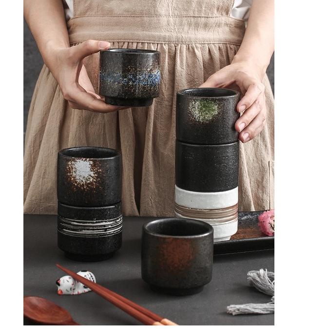 Jual Hot - BLACK Series - Japanese Ceramic Square Small Ocha Tea Cup ...