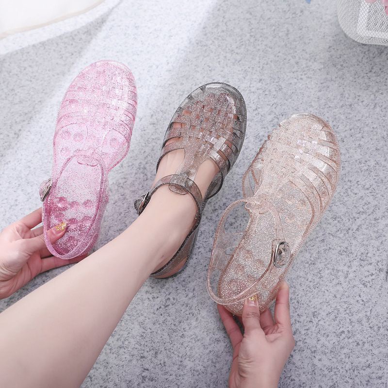 Jual meisha jelly transparan gliter ala melissa/ sandal jelly ala melissa import | Shopee Indonesia