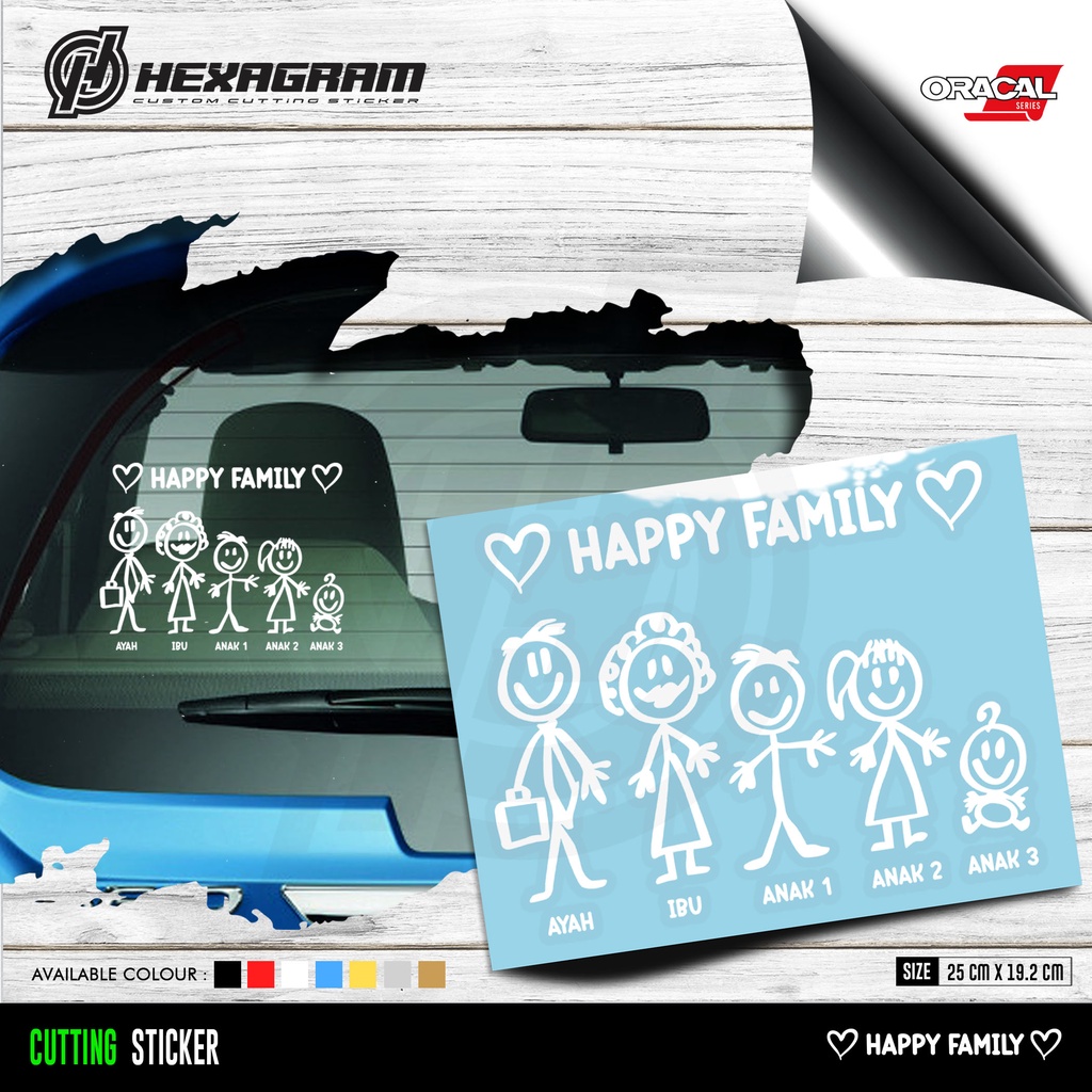 Jual Cutting Sticker Kaca Belakang Mobil Happy Family 001 | Stiker ...