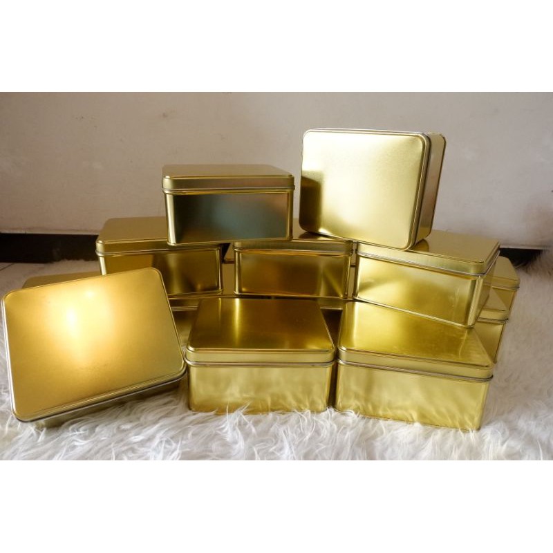 Jual Kaleng Kotak/ Tin Gold polos / Tin kotak / Box hampers /Kotak Kado ...