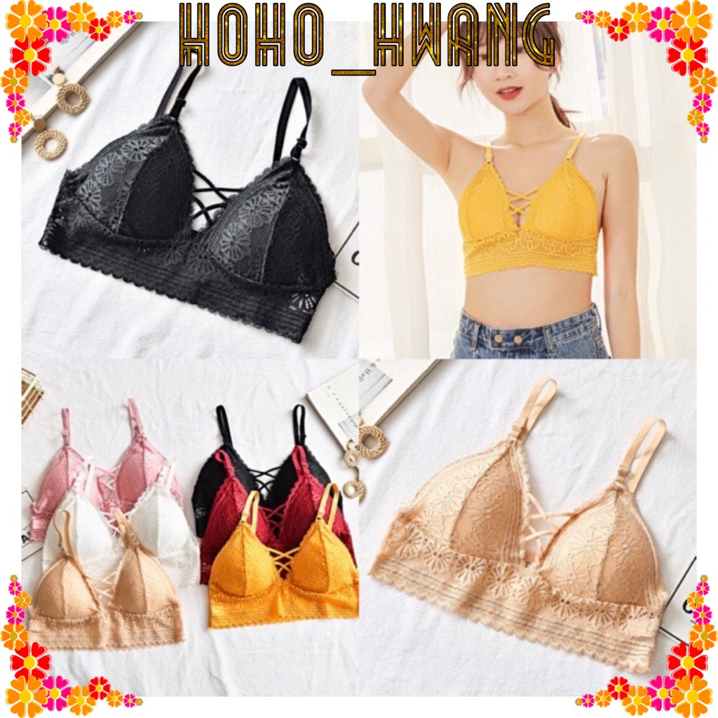 Jual HOHO_HWANG (B-25) BH Bra Wanita Model Tanpa Kawat Bahan Halus Dan Hiasan Renda Sexy push-up ...