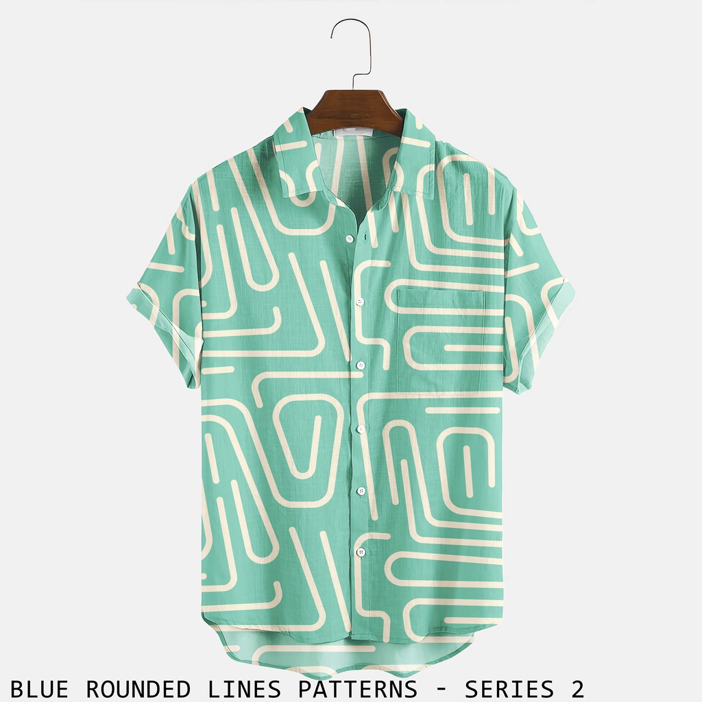 Jual Kemeja Pria Premium - Blue rounded lines patterns series2 | Shopee ...