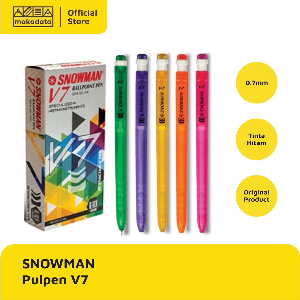 Jual PULPEN SNOWMAN V7 0.7MM (1PACK) MURAH | Shopee Indonesia