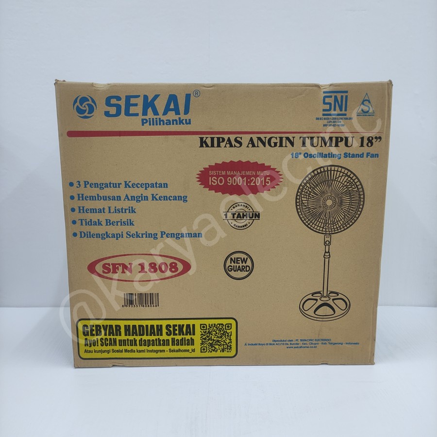 Jual KIPAS ANGIN BERDIRI / STAND FAN SEKAI SFN 1808 ORIGINAL | Shopee Indonesia