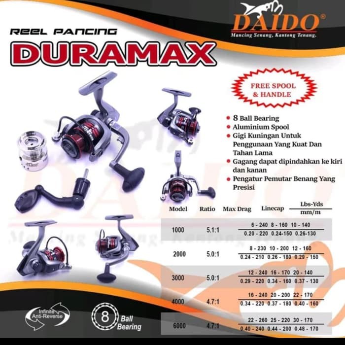 Jual reel daido duramax spin 3000 reel murah | Shopee Indonesia