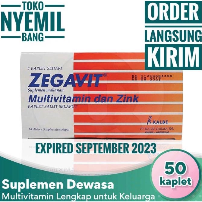 Jual Zegavit Multivitamin +Zink Per Box isi 50 Kaplet Original Kalbe Lc ...