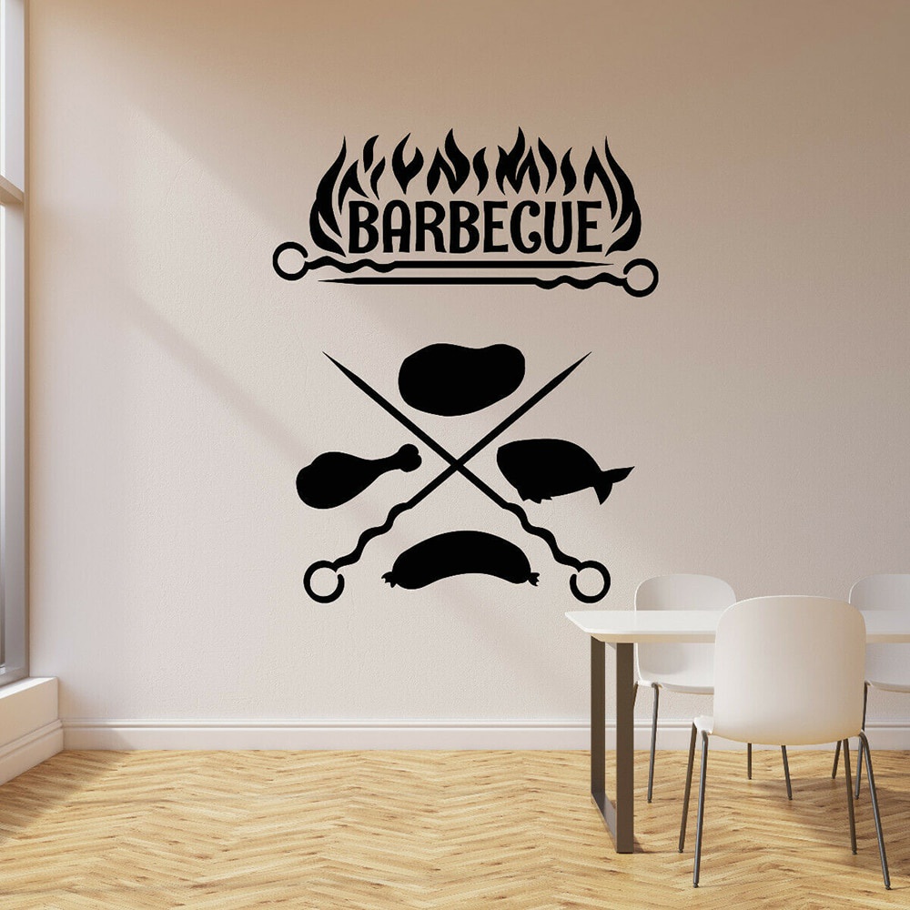 Jual Stiker Dinding Dapur Barbecue Wall Decal Cooking Fire Grill Bar ...