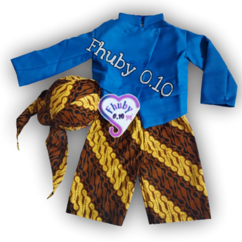 Jual Set Beskap OVJ Anak - Beskap+Celana Batik Coklat+Blangkon Jogja ...
