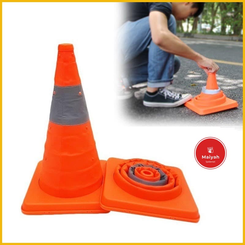 Jual Foldable Traffic Cone Emergency Kerucut Segitiga Lipat Mobil 45CM 90CM krucut tanda bahaya ...
