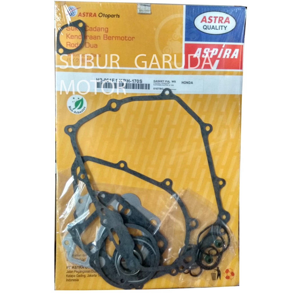 Jual PAKING GASKET FULL SET SUPRA X 125 KARISMA MERK ASPIRA KUALITAS ORISINIL ASTRA OTOPARTS ...