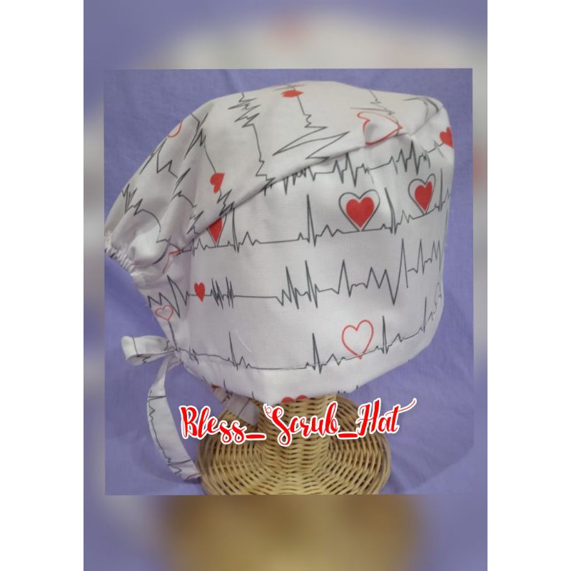 Jual Topi Bedah / Nurse Cap/ Sugical cap/ Topi Motif/Mini EKG/ dokter ...