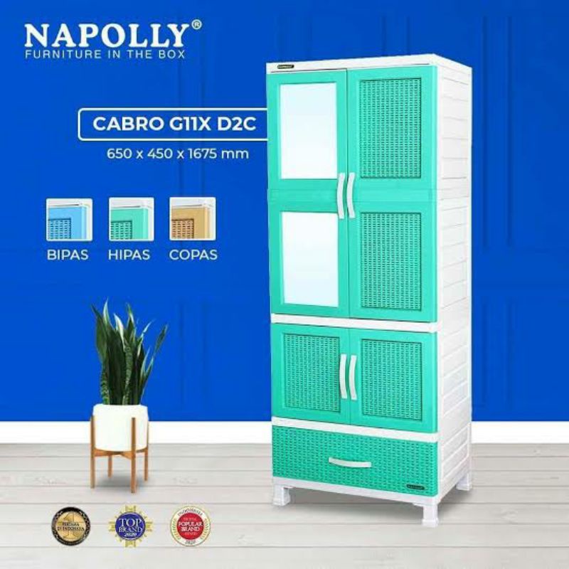 Jual Lemari Pakaian Plastik Cermin Gantungan Napolly CABRO G11 x D2C ...