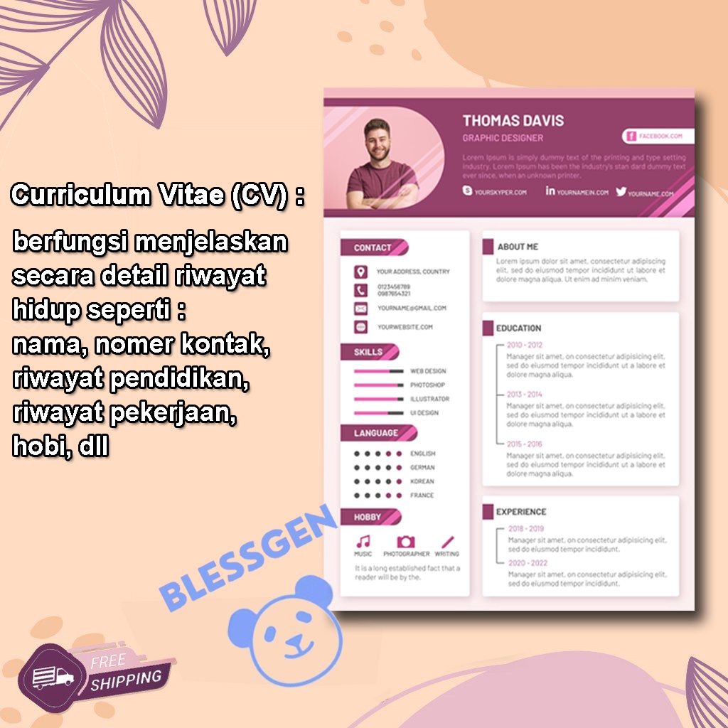 Jual JASA PEMBUATAN DESAIN CV, SURAT LAMARAN KERJA, RESUME, DAFTAR ...