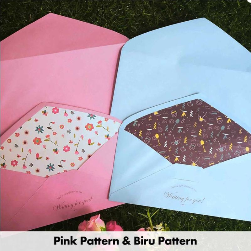 Jual Amplop Surat / Kartu Ucapan / Wedding - Pink Pattern & Biru ...