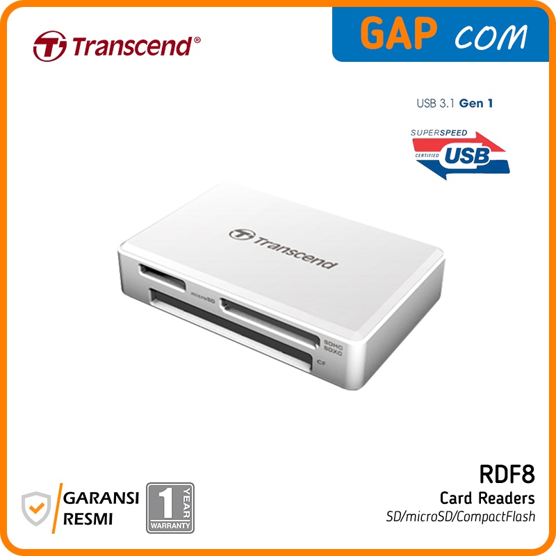 Jual Card Reader Transcend RDF8 microSD CompactFlash SD Card Reader USB ...