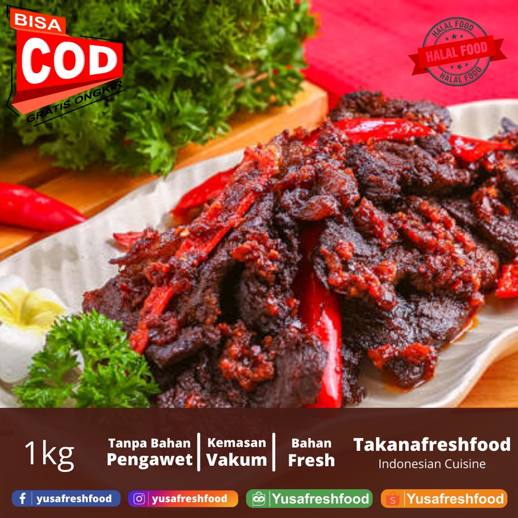 Jual Dendeng Goreng Kering Balado (Cabe Merah) Takana Fresh Food (1kg ...