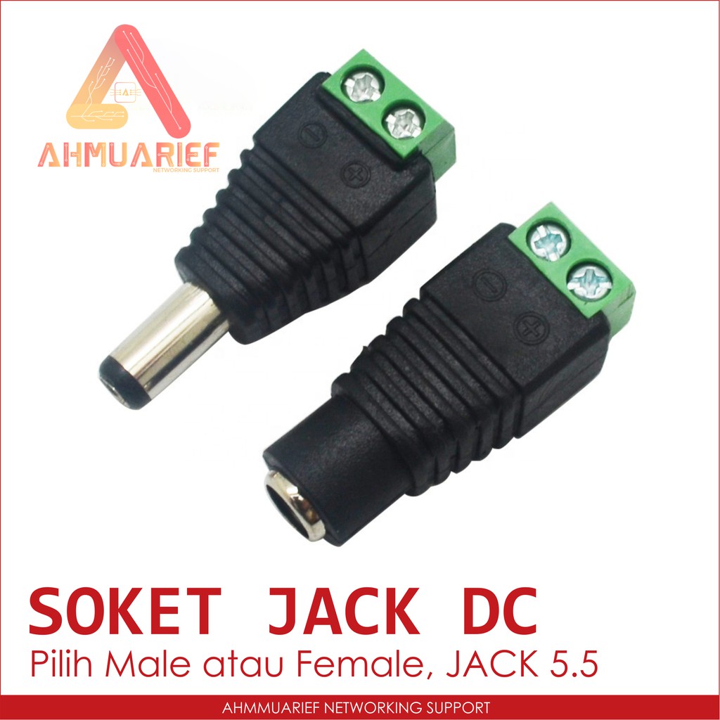 Jual Jack Soket Socket DC Konektor Connector Adaptor Baut Male Female CCTV Power Adapter ...