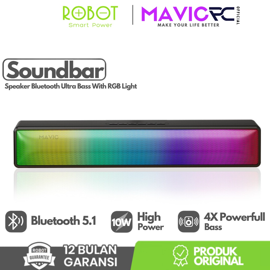 Jual ROBOT RB580 Speaker Bluetooth Soundbar Speaker Powerful Bass 10W ...