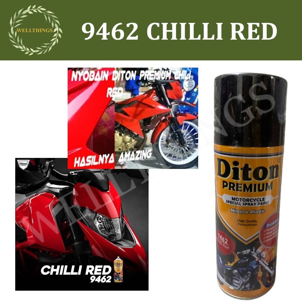 Jual Cat Pilox Diton Premium Chilli Red 9462 400cc warna merah sepeda ...