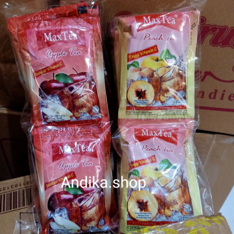 Jual max tea Apple tea dan max tea peach tea (10 sachet) | Shopee Indonesia