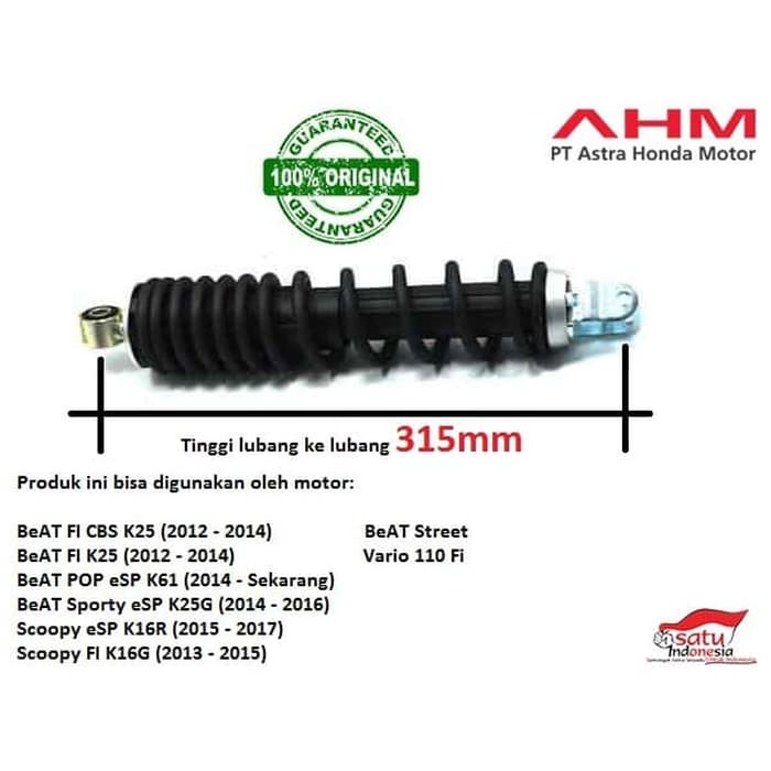 Jual SHOCKBREAKER SHOCK BELAKANG HONDA SCOOPY BEAT POP VARIO 110 FI ESP ASLI ORI AHM 52400-K25 ...