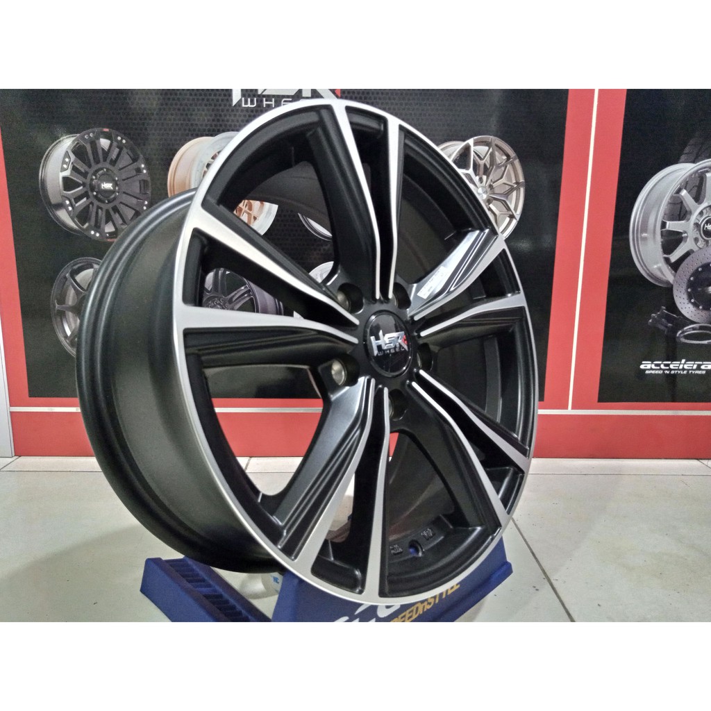 Jual Velg Mobil HSR R16 STONE Ring 16 Lebar Pelek 7 Baut 5X114,3 Offset 40 Hitam Polis Untuk ...